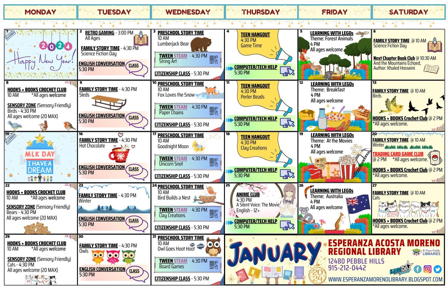 Esperanza Acosta Moreno Library January Events – ToDoElPaso.com