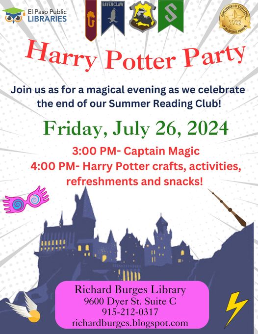 Harry Potter Party at Richard Burges Library - ToDoElPaso.com