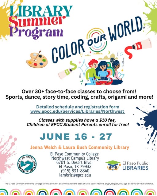 Northwest Library Summer Program – Color Our World – ToDoElPaso.com