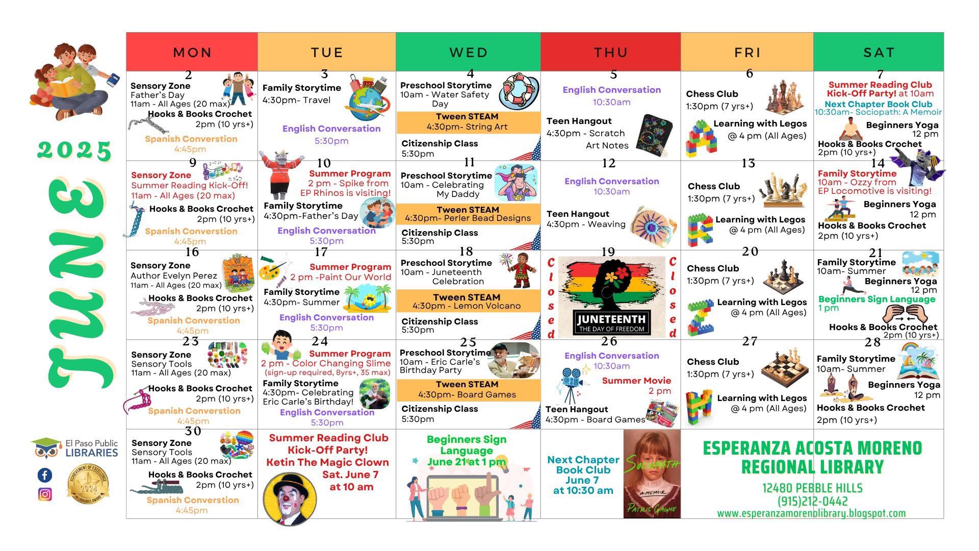 Esperanza Acosta Moreno Library June 2025 Todoelpaso