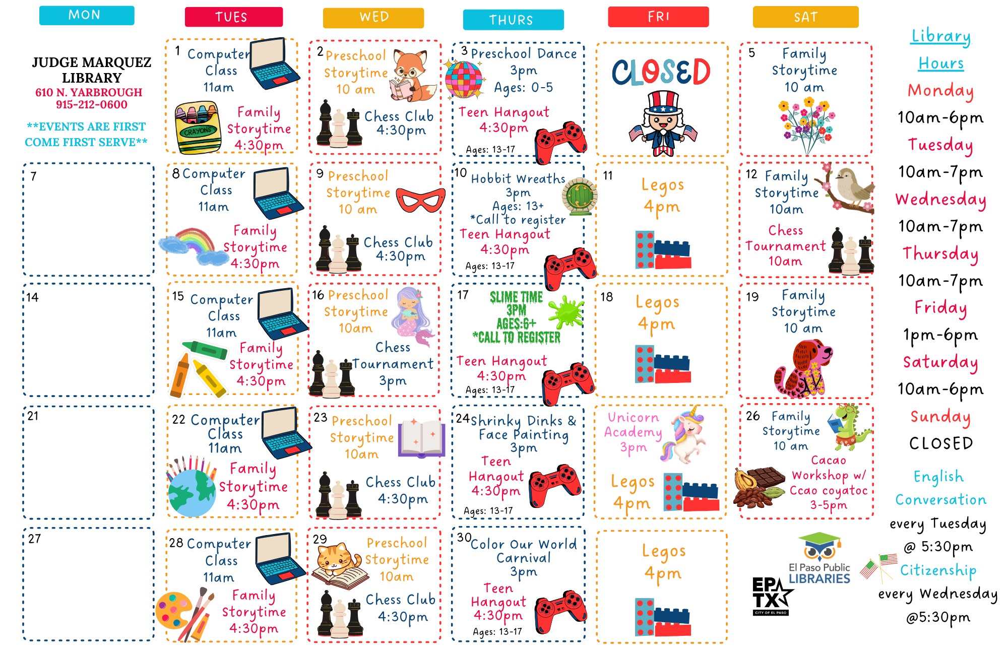Judge Marquez Library: July Activities - ToDoElPaso.com