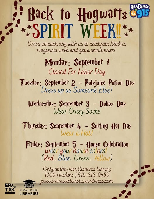 Back to Hogwarts Spirit Week - ToDoElPaso.com