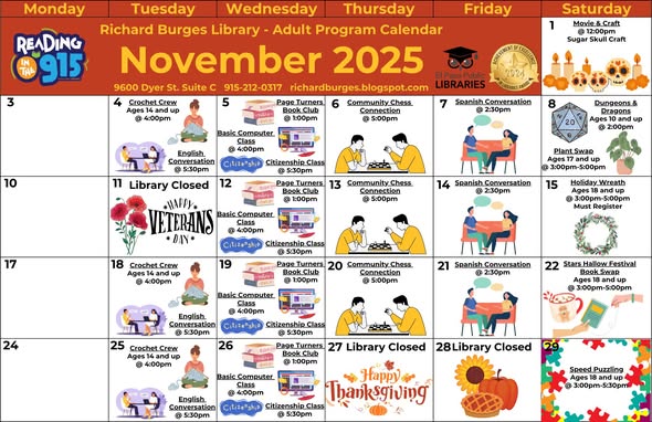 Richard Burges Library – November Programs - ToDoElPaso.com